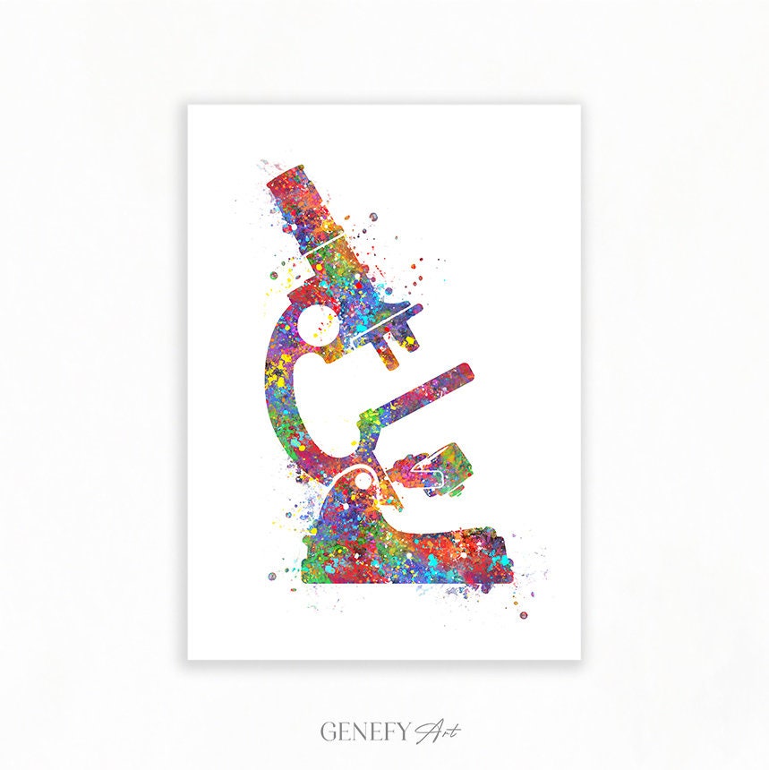 Microscope Watercolor Art Print Microbiology Watercolor - Etsy