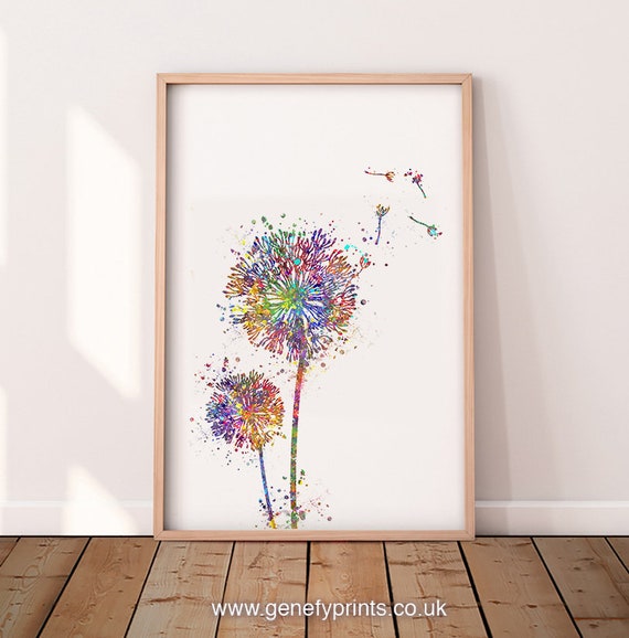 Dandelion Watercolour Art Print Dandelion Wall Art Nature | Etsy