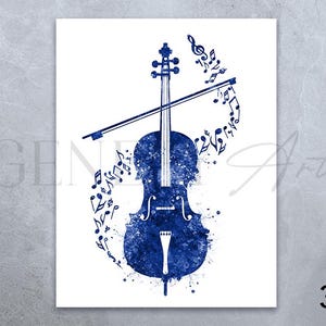 Cello Watercolor Art Print - Music String Instrument Watercolor Art ...