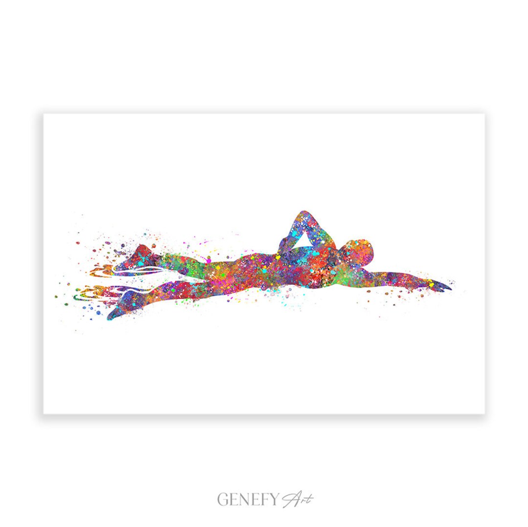 Swimming Watercolour Art Print Swimming Poster Swimming Watercolour ...