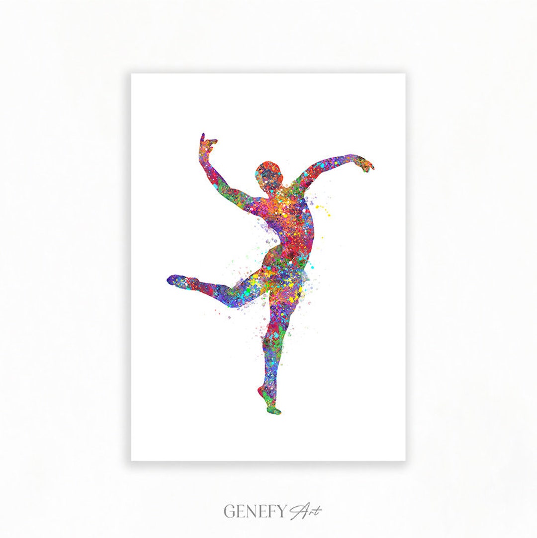 Male Dancer Watercolor Art Print Male Ballet Dancer - Etsy