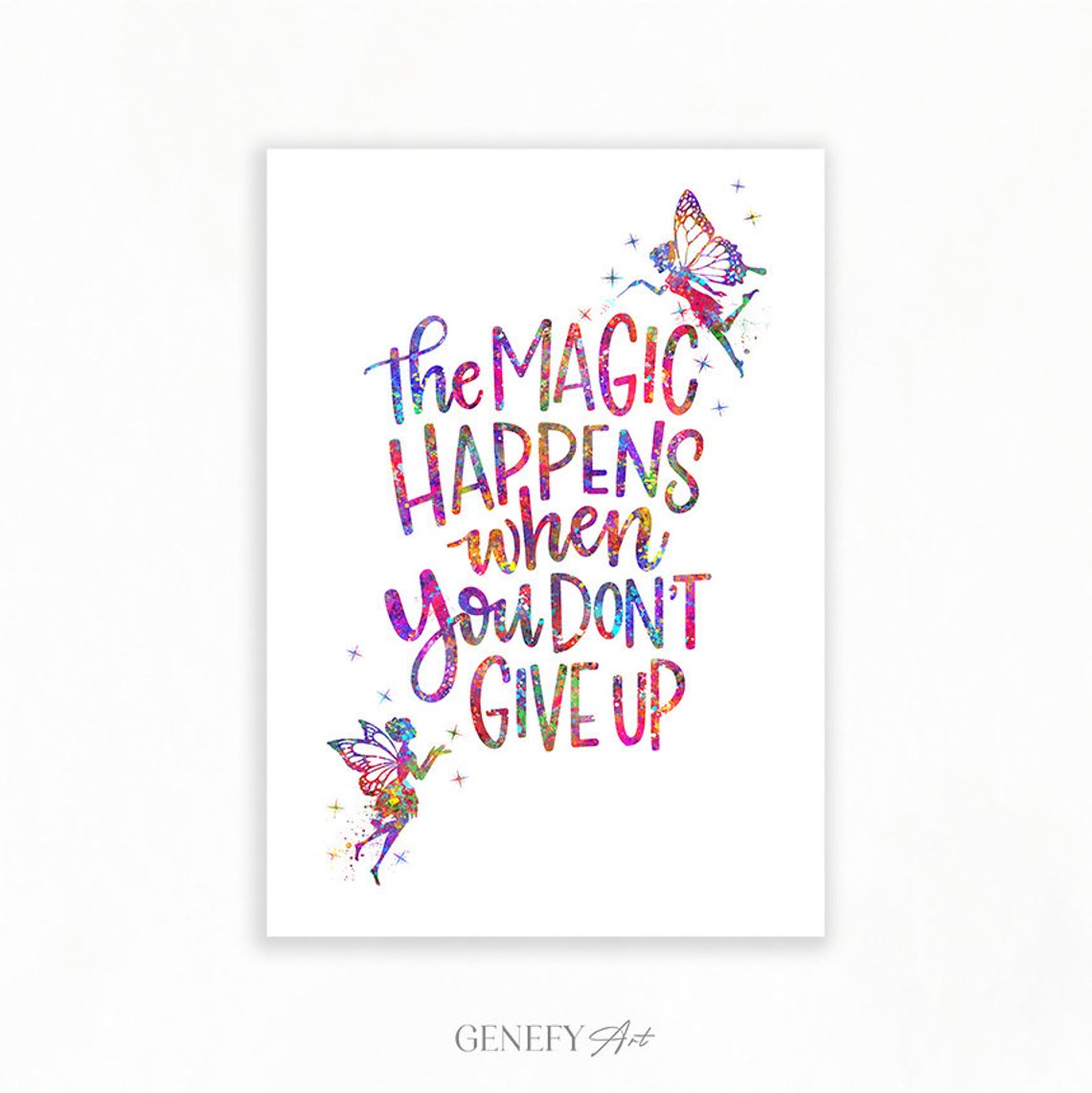 The Magic Happens When You Don't Give up Motivational | Etsy UK