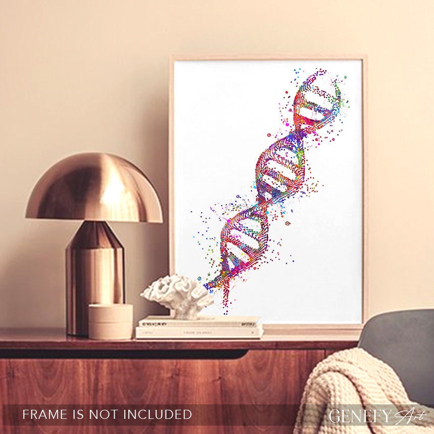 DNA Watercolor Art Print DNA Molecule Art Medical Art - Etsy