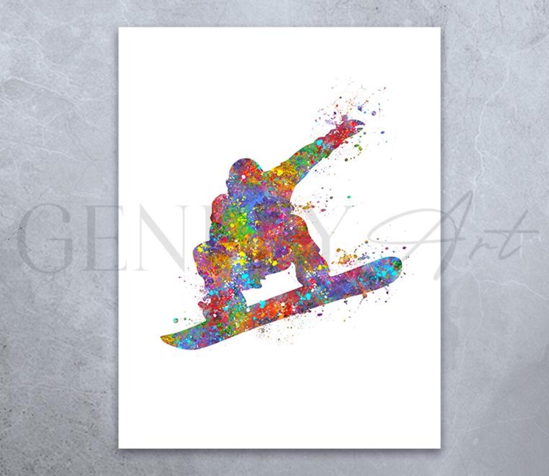 Snowboarder Watercolor Art Print: Winter Sports Wall Decor - Etsy