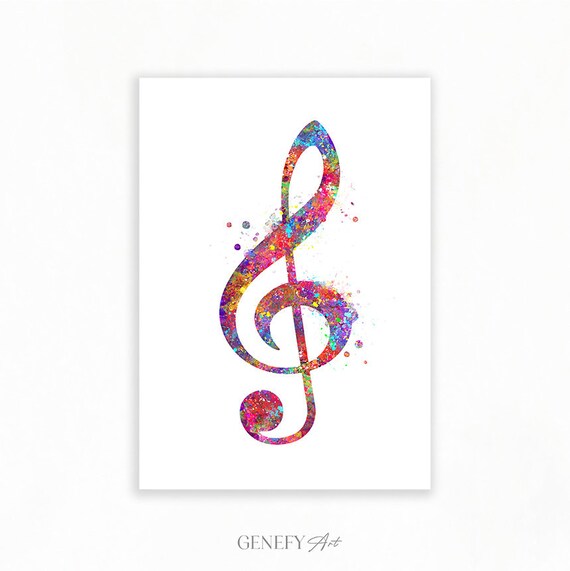 Treble Clef Music Note Art Print Treble Clef Music Symbol | Etsy