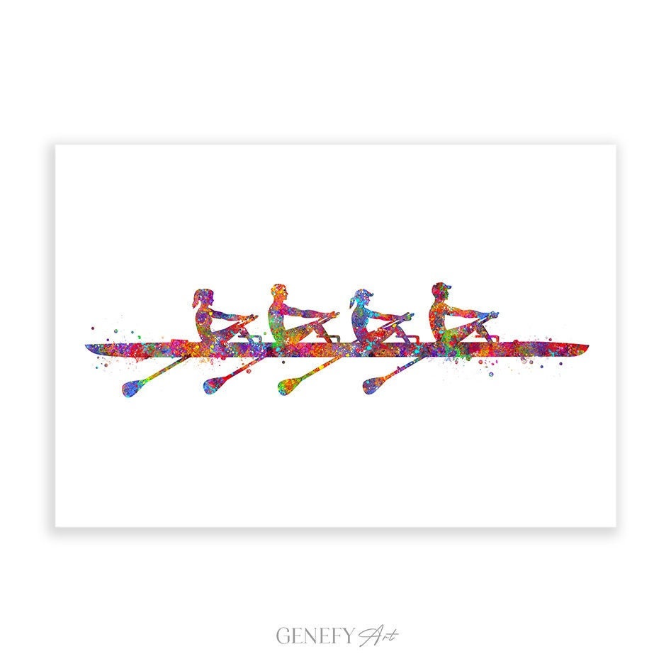 Rowing Watercolour Art Print Rowing Poster Water Sports - Etsy
