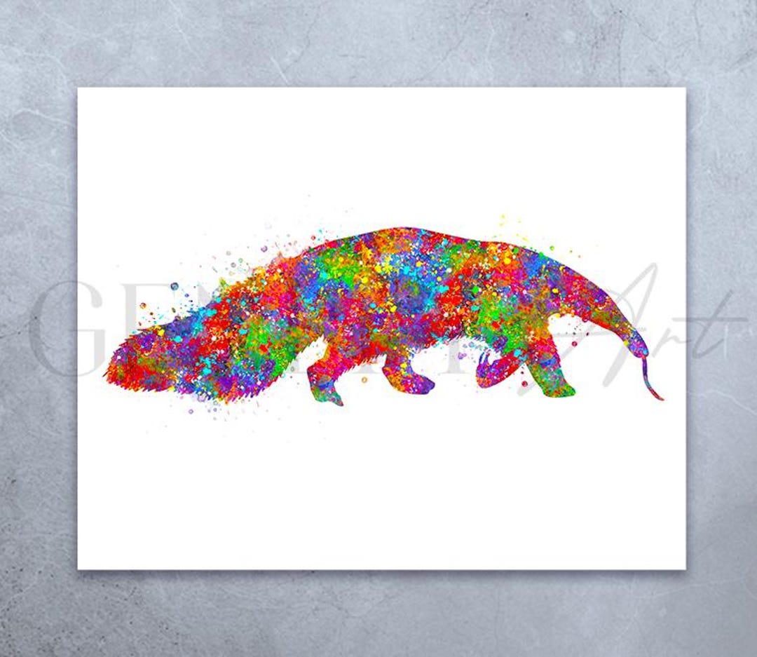 Anteater Watercolor Art Print: Colorful Wildlife Poster - Etsy