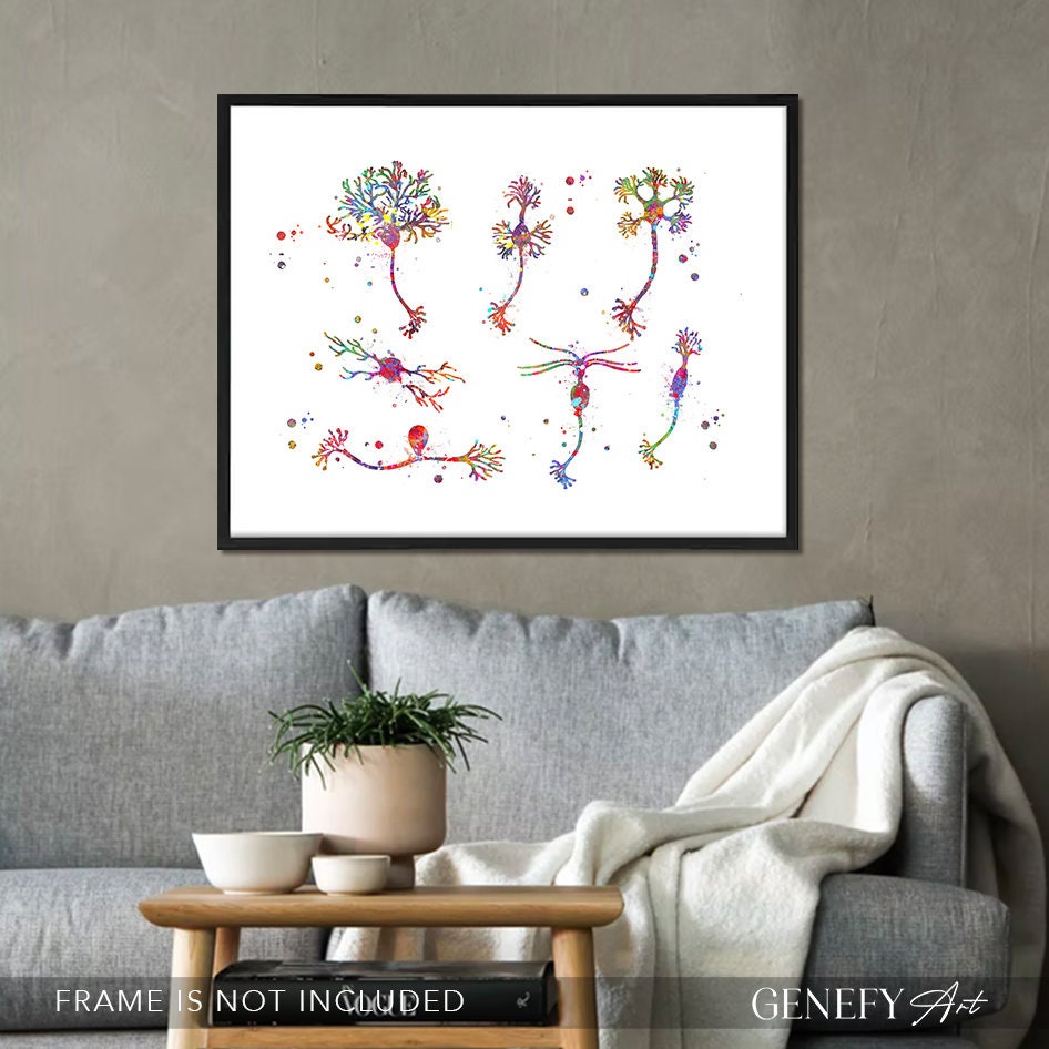 Neuron Cells Watercolor Art Print Brain Cells Abstract Art - Etsy UK