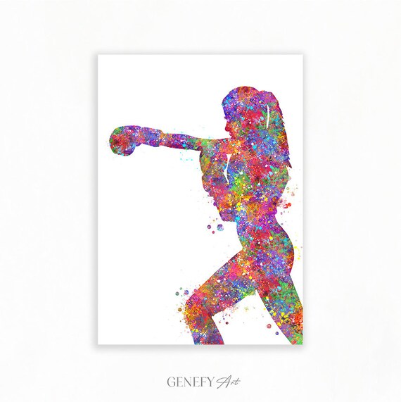 Female Boxer Watercolour Art Print Female Boxing Poster | Etsy