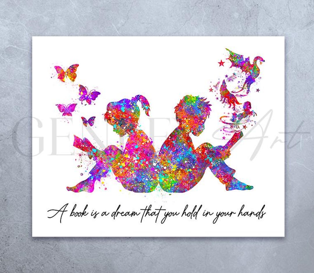 Reading Habit Watercolor Art Print: Boy and Girl Nursery Decor - Etsy