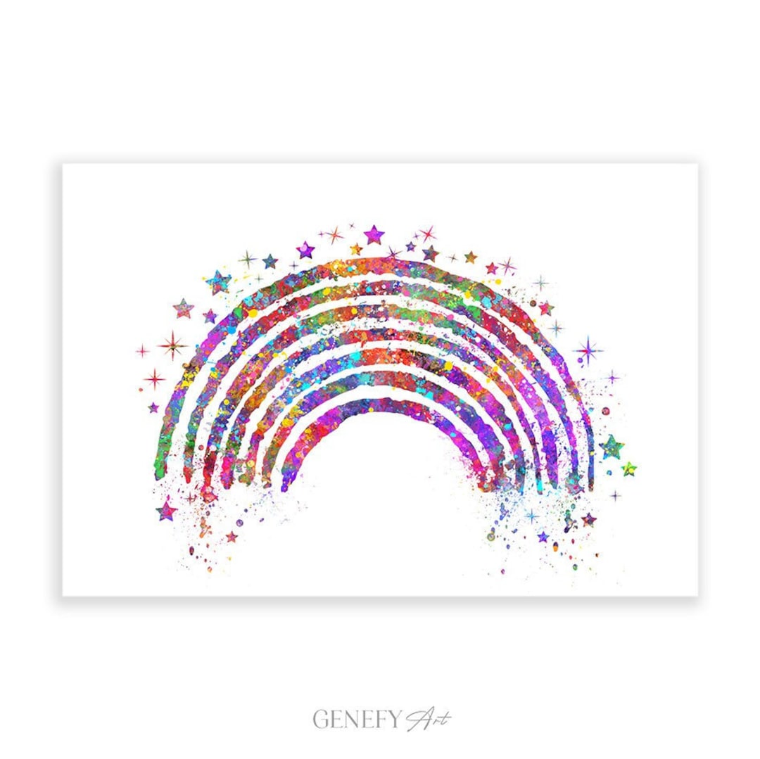 Rainbow Watercolour Print - Rainbow Art - Nursery Rainbow Print ...