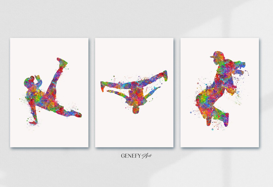Breakdance Watercolour Art Print Set of 3 Prints - Etsy