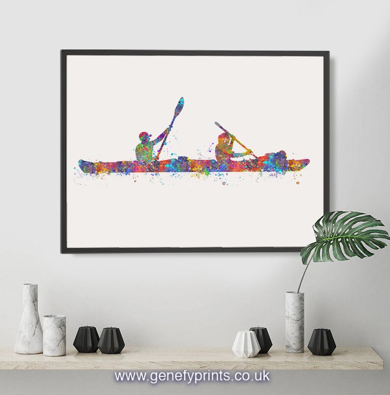 Kayaking Couple Watercolour Print Kayaking Poster Water | Etsy