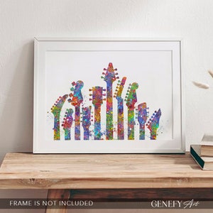 Guitar Watercolour Art Print Musical Instrument Watercolor Print Guitar ...