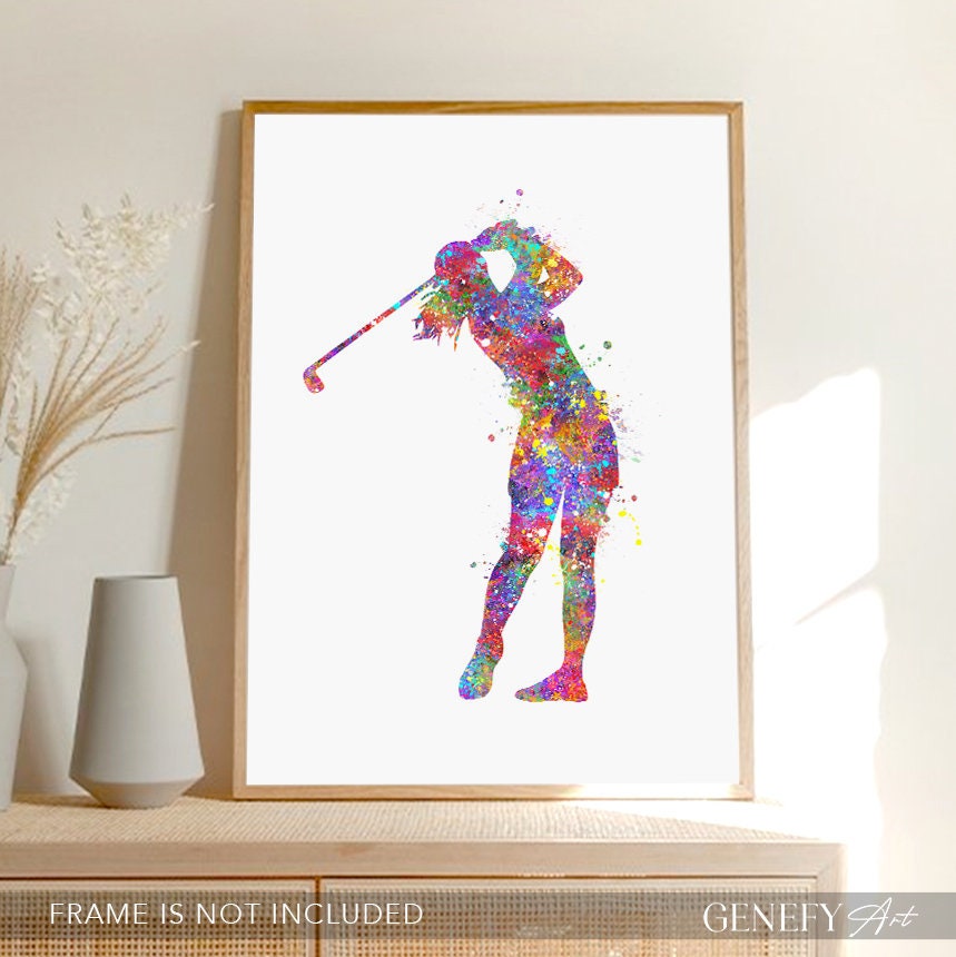 Female Golf Player Watercolour Art Print Golf Sports - Etsy