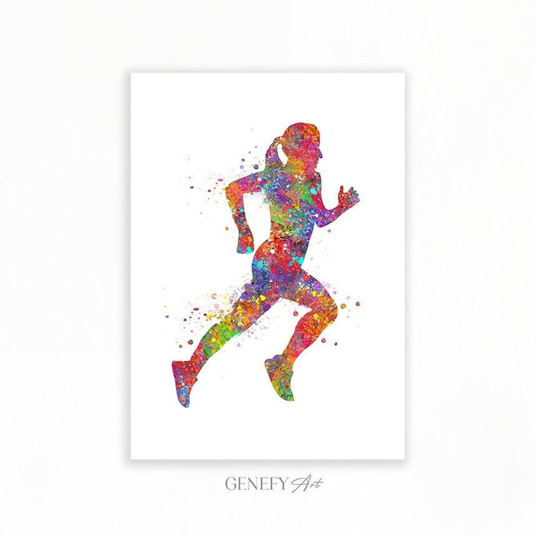 Female Runner Watercolour Art Print Runner Poster Runner Motivational ...