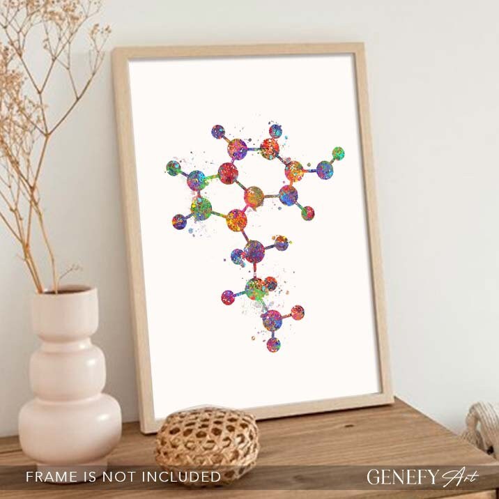 Serotonin Molecule Watercolor Print neurotransmitter Art | Etsy