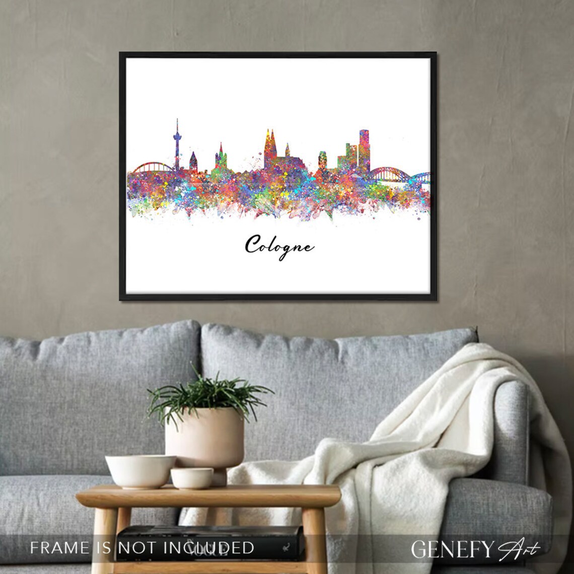 Cologne Skyline Watercolor Art Print: Cityscape Wall Decor - Etsy