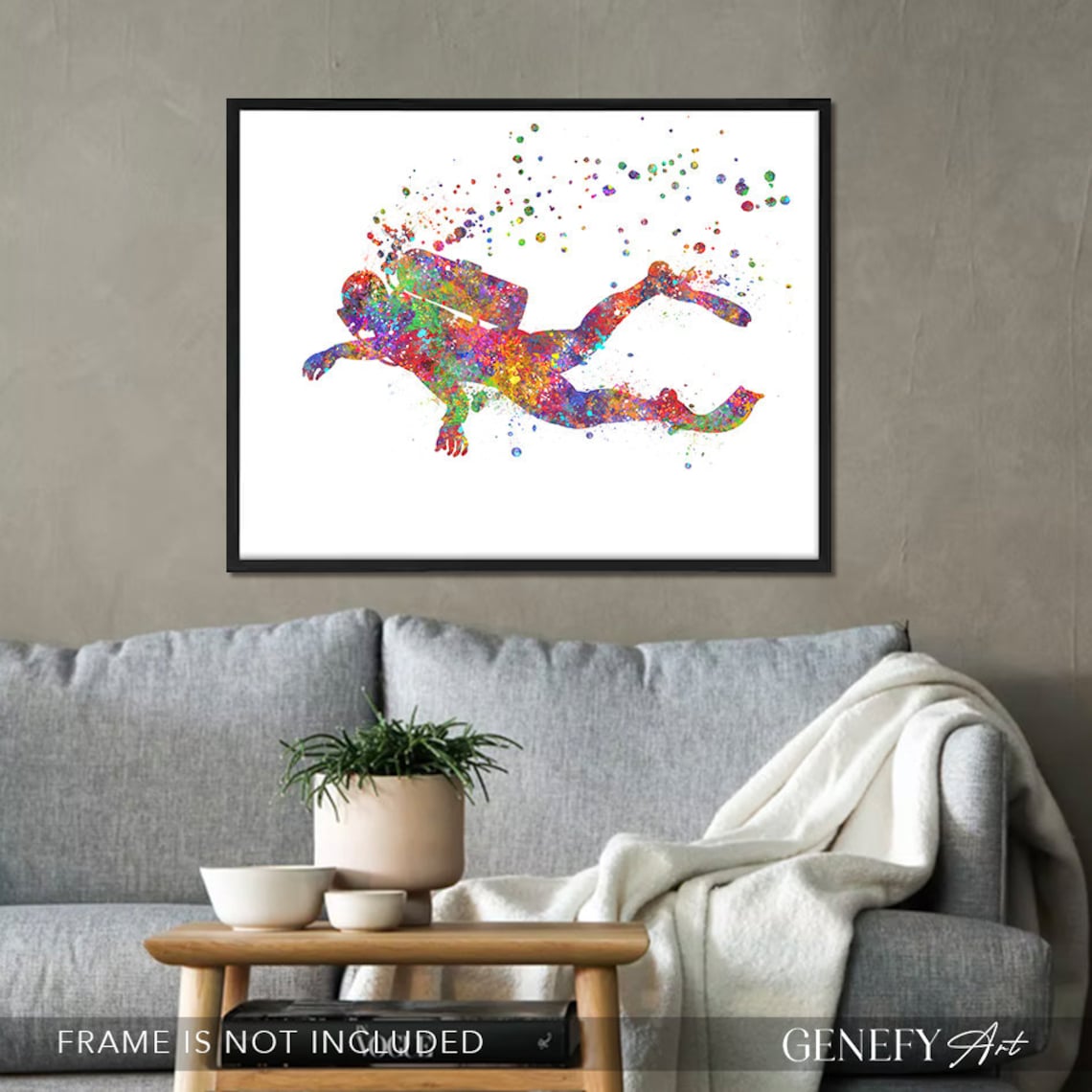 Scuba Diving Watercolor Print Scuba Diver Poster - Etsy UK