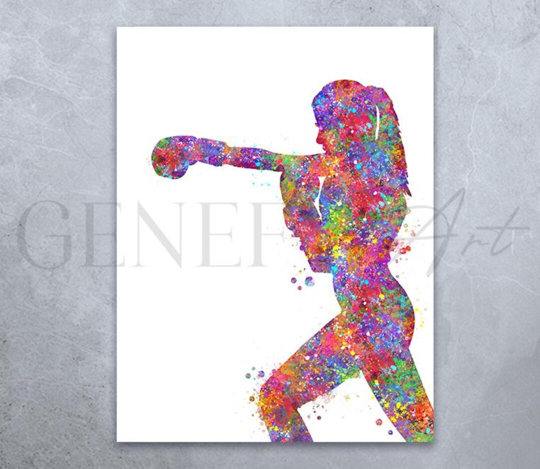 Female Boxer Watercolour Art Print - Female Boxing Poster - Boxing ...