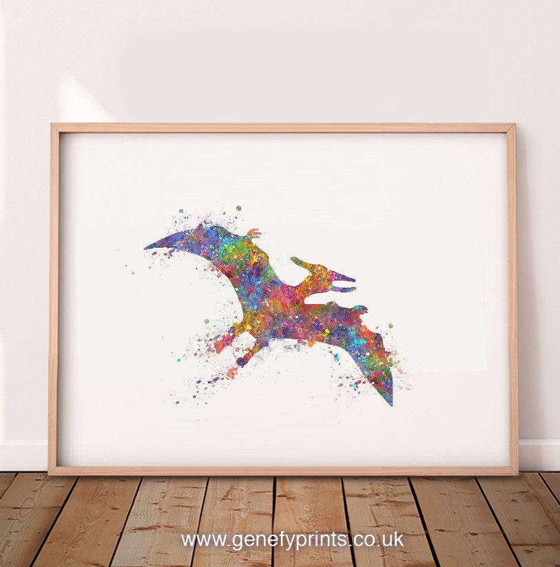 Dinosaur Pteranodon Pterosaur Watercolor Art Print Dinosaur | Etsy
