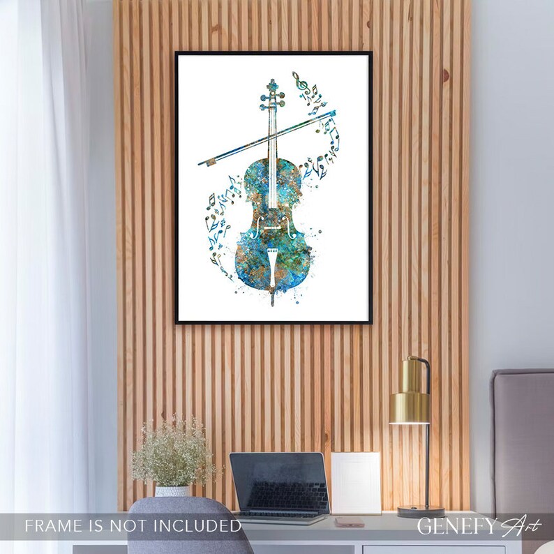 Cello Watercolor Art Print Music String Instrument - Etsy