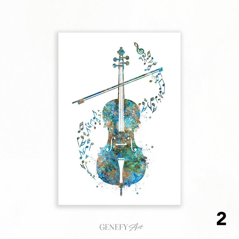 Cello Watercolor Art Print Music String Instrument - Etsy