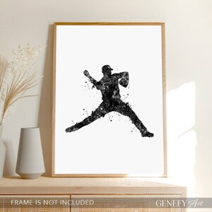 Baseball Black and White Watercolour Art Print - Baseball Sport Poster ...