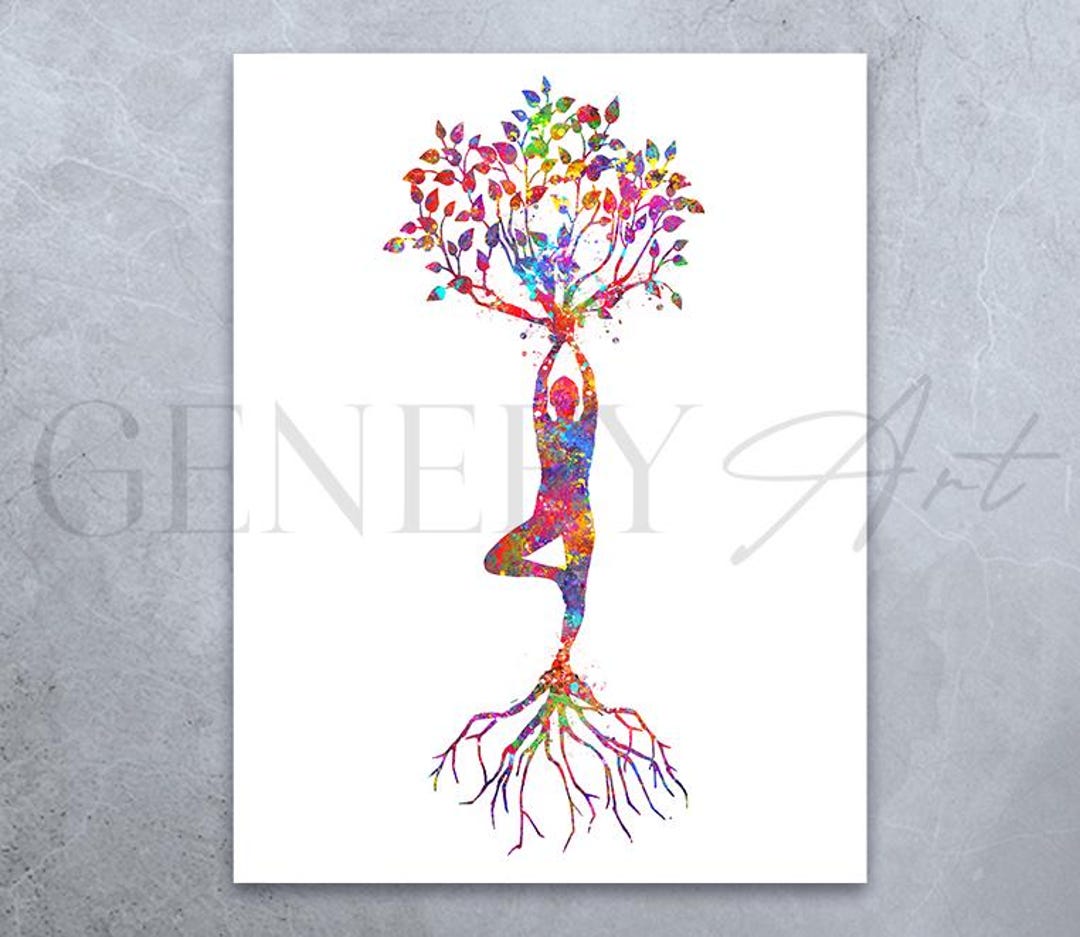 Yoga Watercolor Art Print - Yoga Poster - Wellness Wall Art - Yoga Wall ...