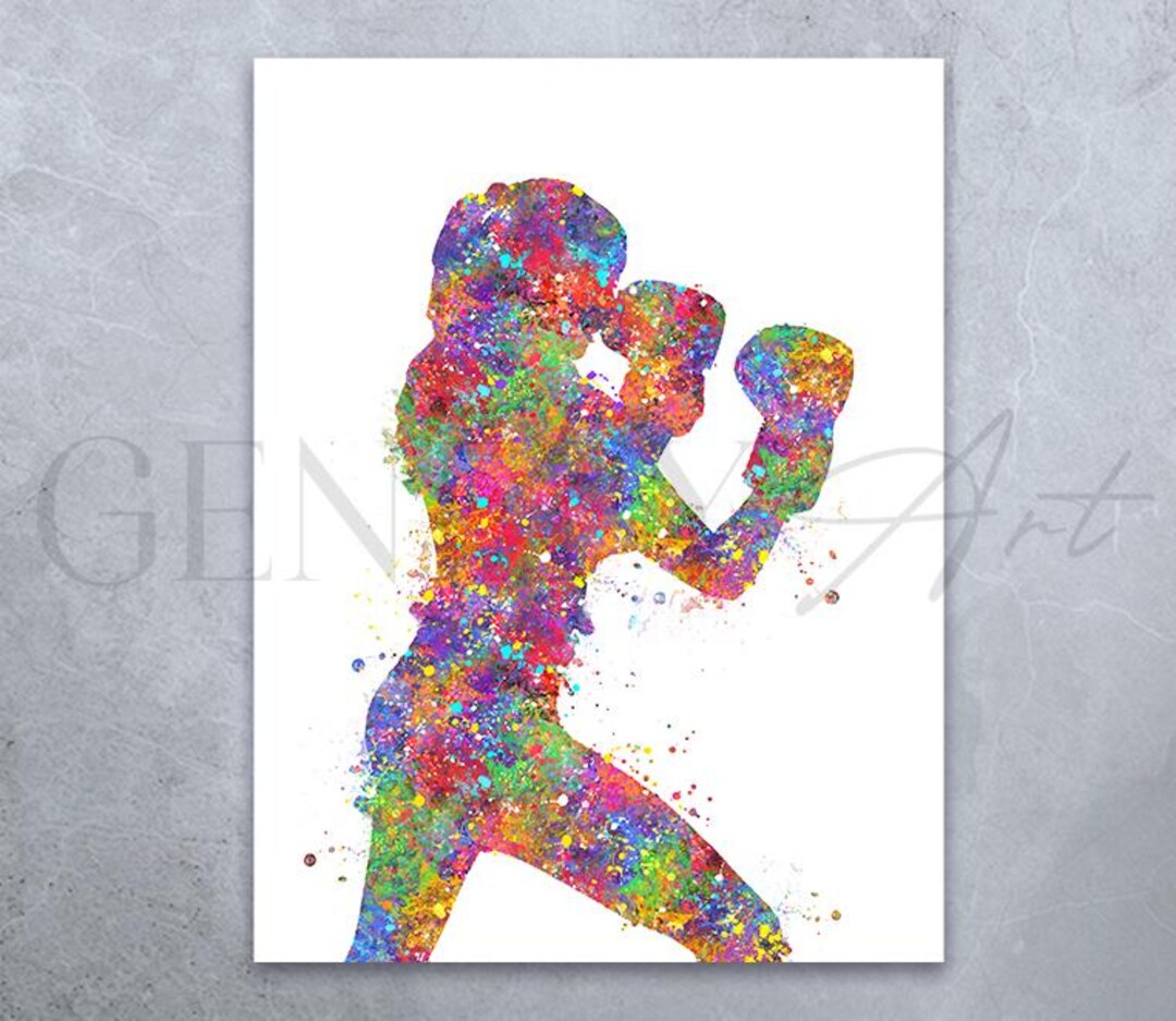 Female Boxer Watercolour Art Print - Female Boxing Poster - Boxing ...