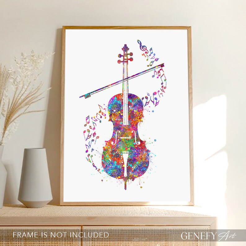 Cello Watercolor Art Print Music String Instrument - Etsy