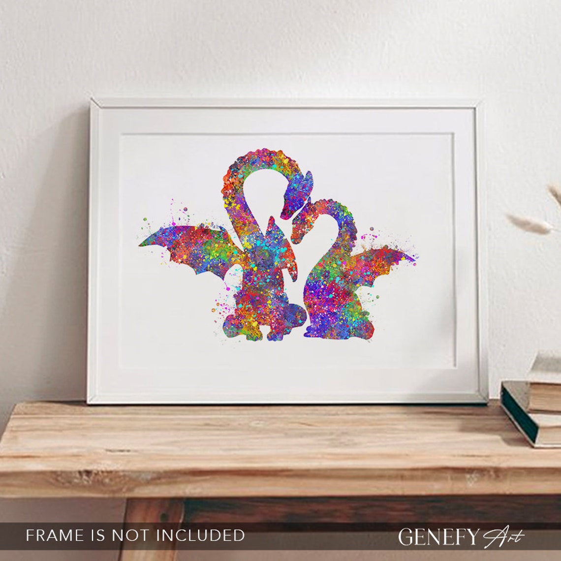 Dragon Couple Watercolour Print Couple Portrait Dragon - Etsy