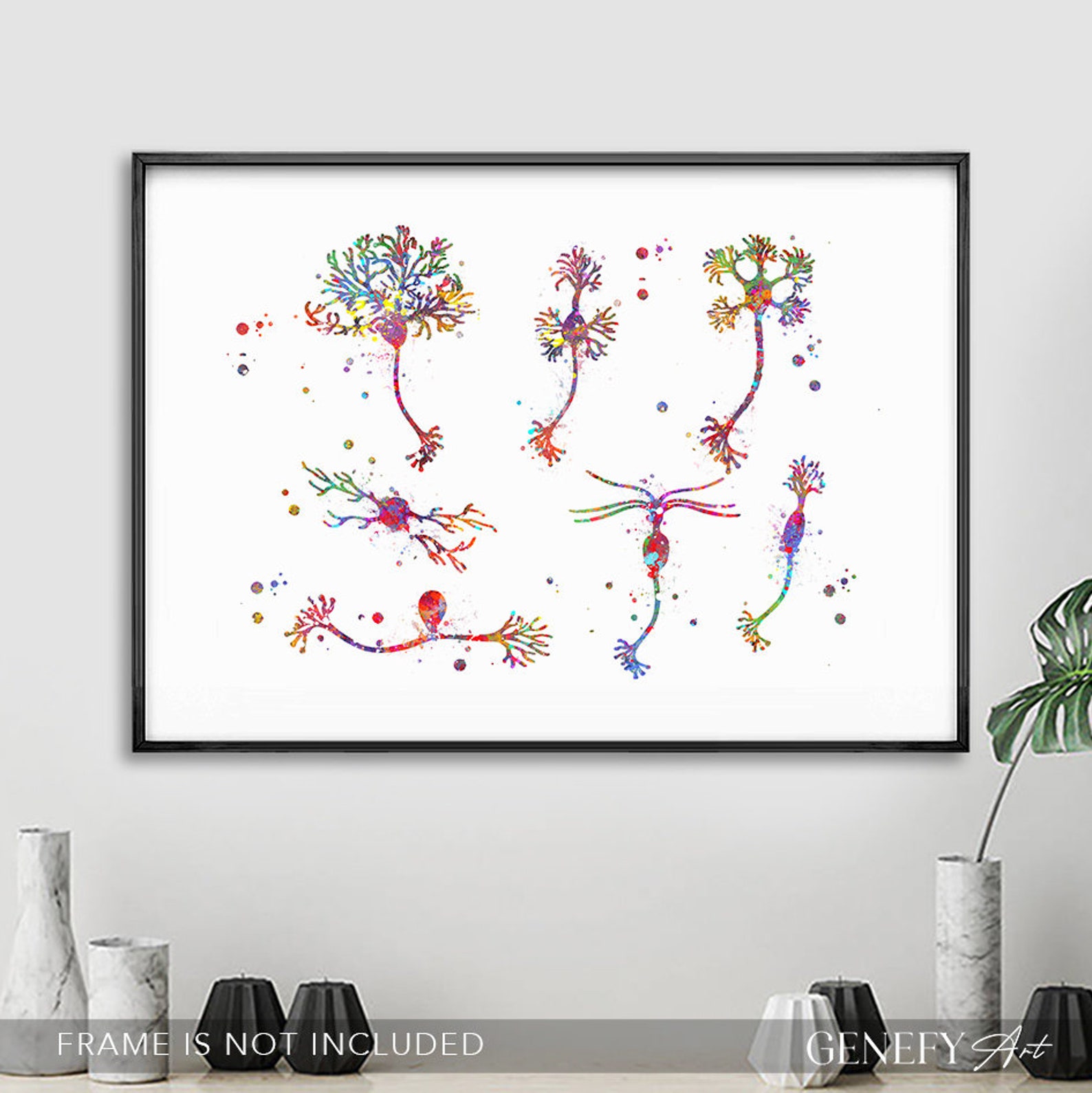 Neuron Cells Watercolor Art Print Brain Cells Abstract Art Nerve Cells ...