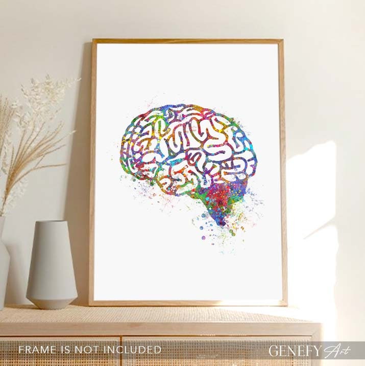 Brain Watercolor Art Print Brain Anatomy Watercolor Print - Etsy