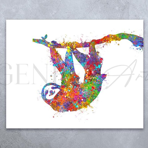 Sloth Watercolor - Etsy