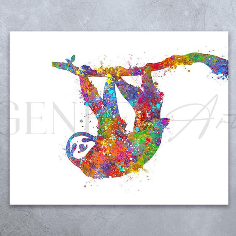 Sloth Watercolor - Etsy