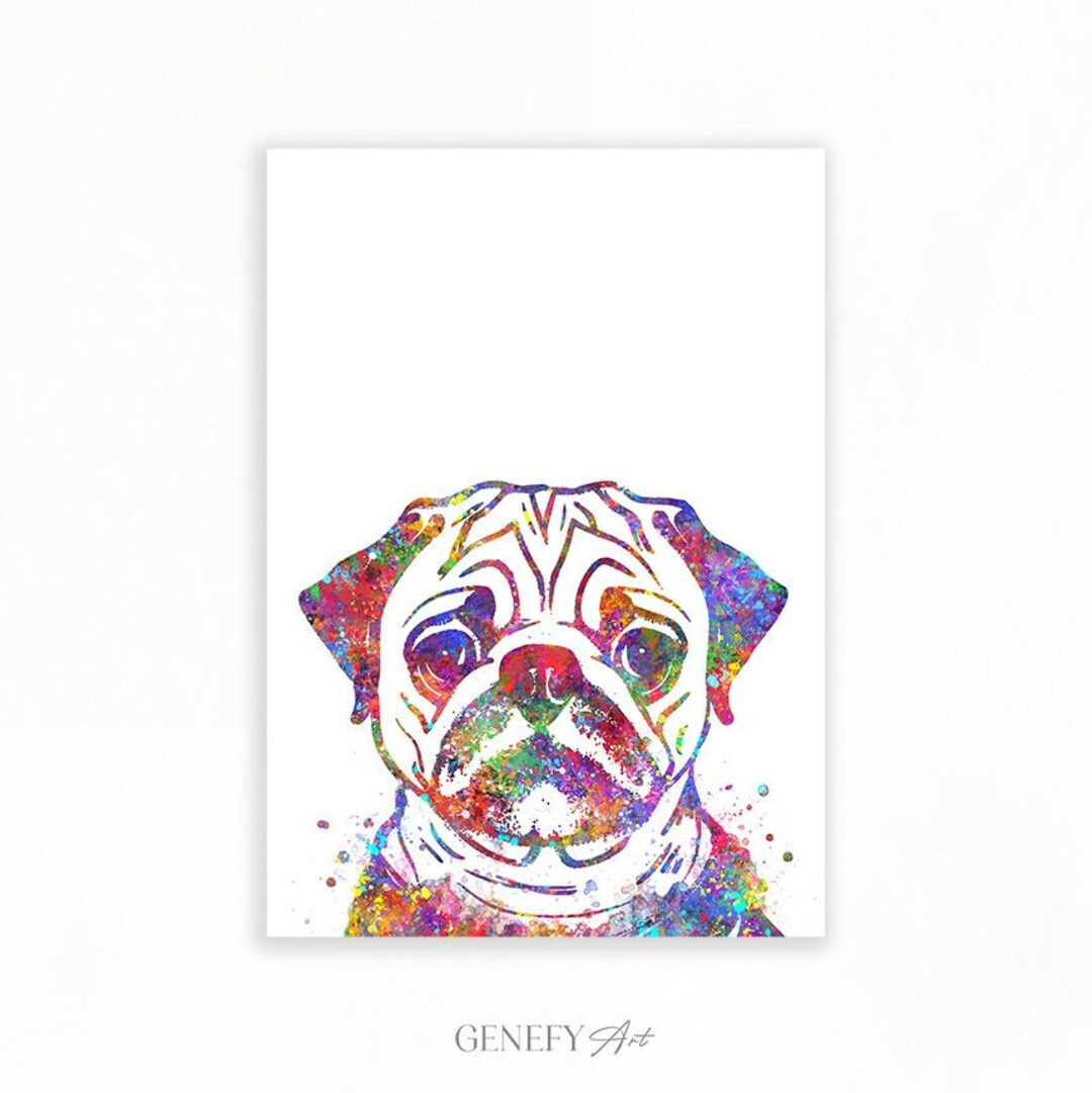 Pug Portrait Watercolor Art Print Pug Watercolor Prints Pug Poster Pug ...