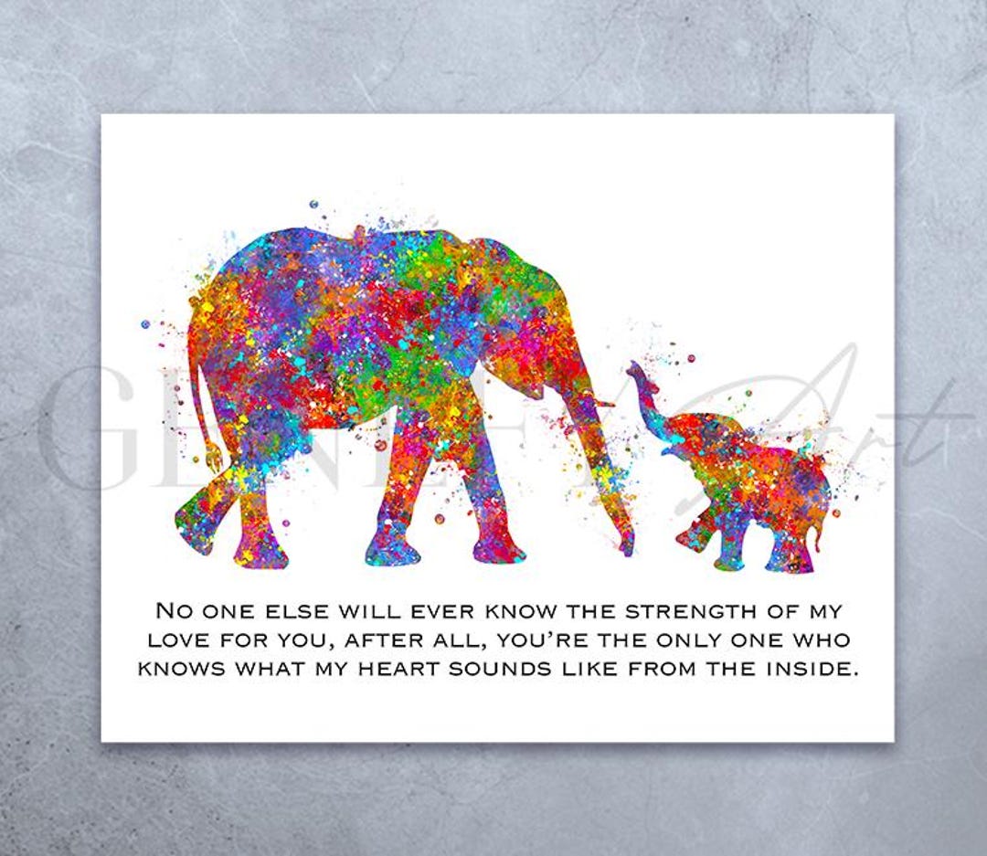 Elephant Mother & Baby Watercolor Print - Nursery Wall Art - Etsy