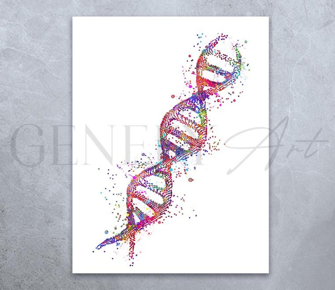 DNA Watercolor Art Print - DNA Molecule Art - Medical Art Poster ...