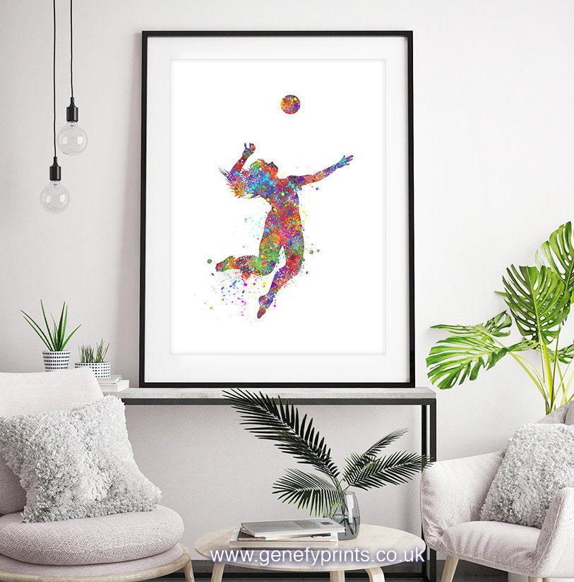 Volleyball Watercolour Art Print Volleyball Sport Poster | Etsy