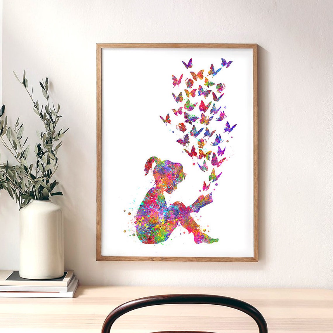 Girl Reading A Book Watercolor Print Book Lover Watercolor - Etsy