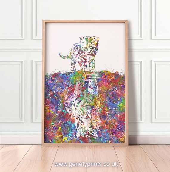 Kitten Tiger Watercolor Art Print Kitten Tiger Watercolor | Etsy