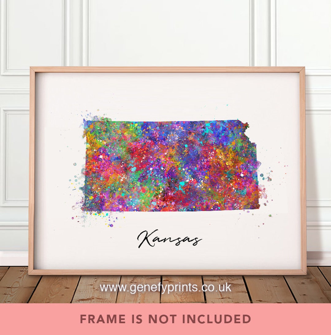 Kansas State Map Print - I Love Kansas Art - Kansas Map Art - Kansas ...