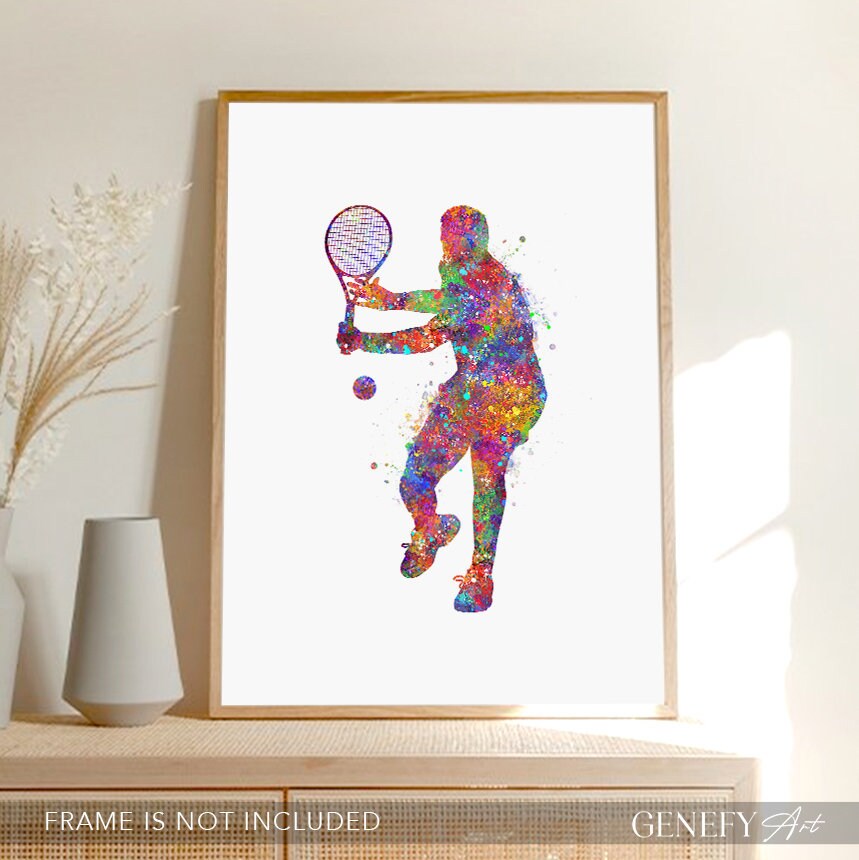 Male Tennis Player Watercolour Art Print Tennis Player | Etsy