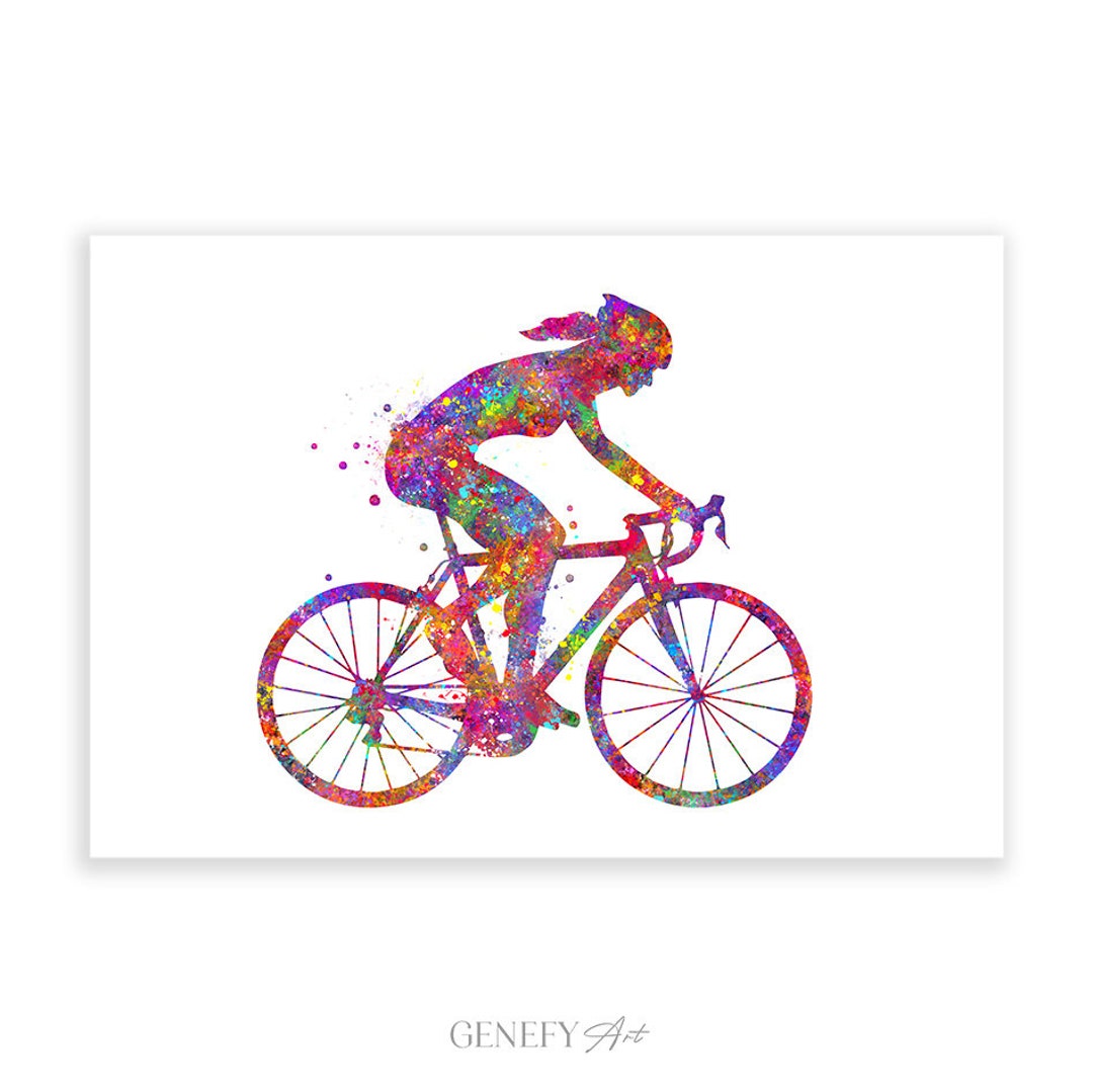 Female Road Cyclist Watercolour Art Print Roadie Watercolour Art ...
