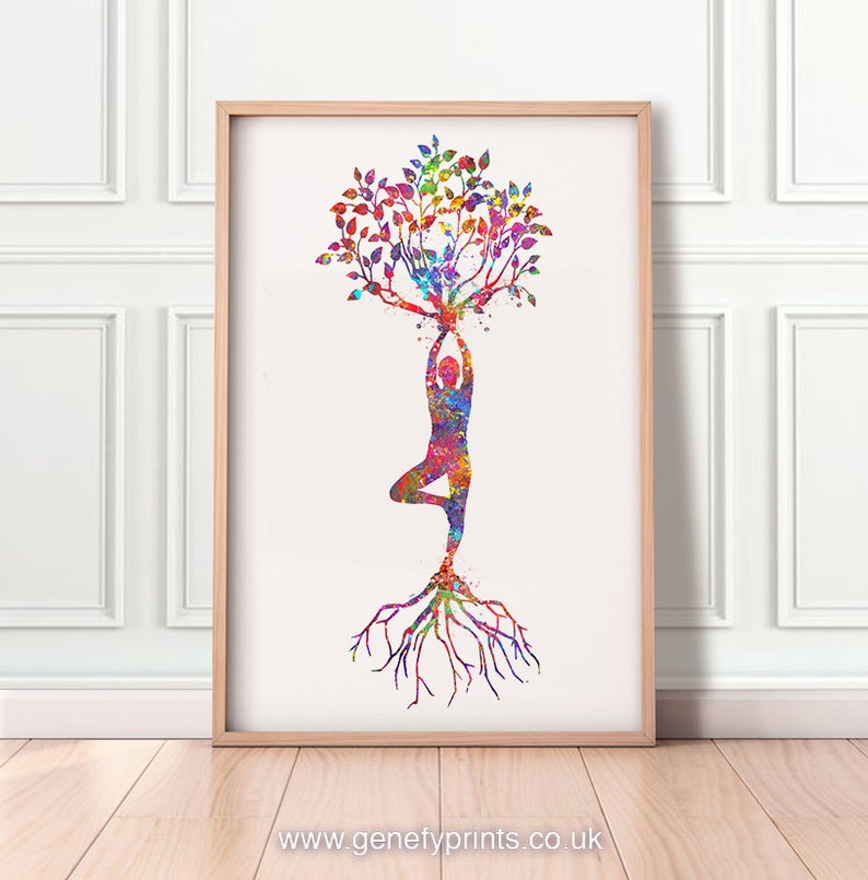 Yoga Watercolor Art Print Yoga Poster Wellness Wall Art | Etsy