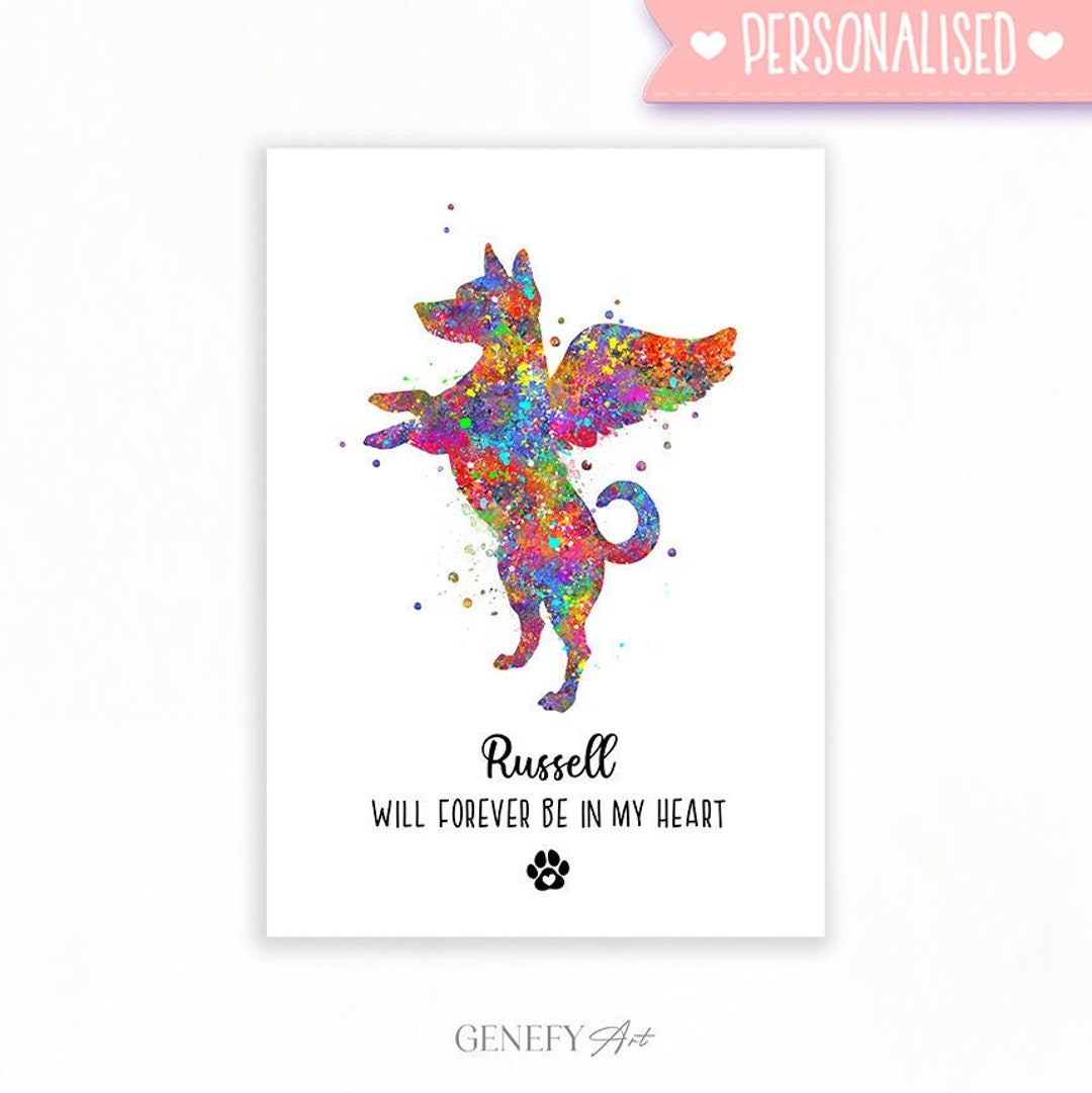Personalised Jack Russell With Angel Wings Watercolour Print Jack ...