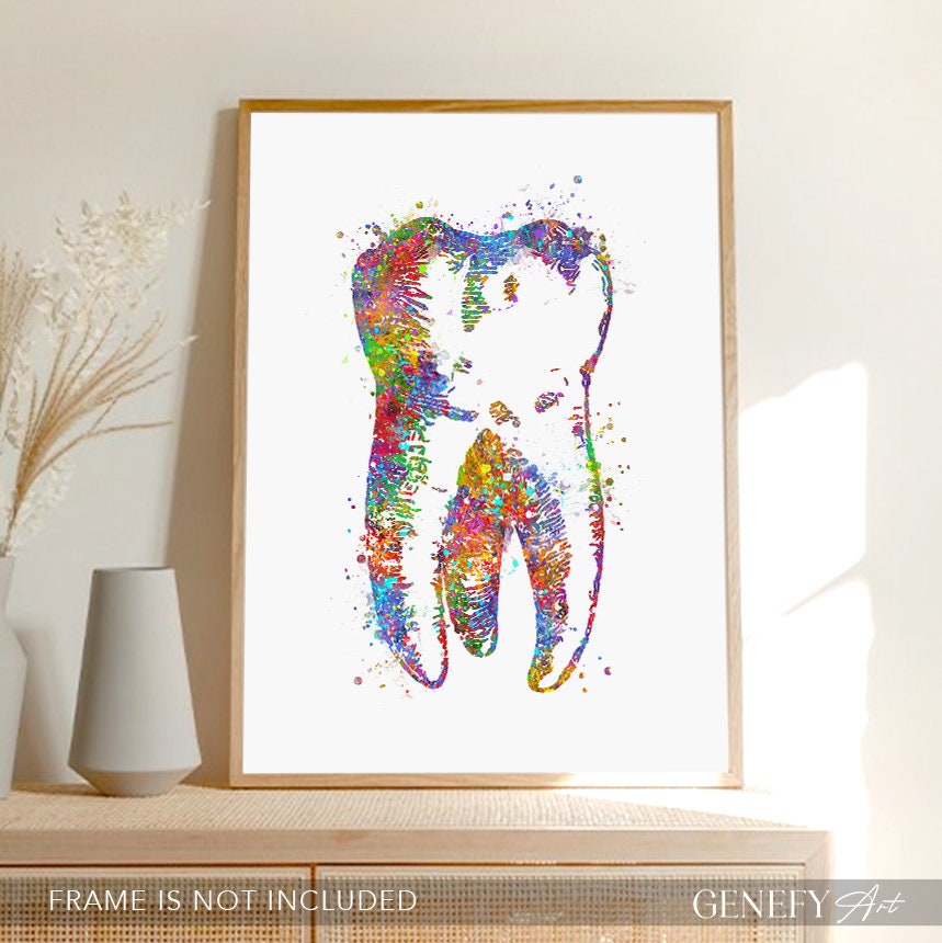 Tooth Watercolor Art Print Gift for Dentist Dentistry Art | Etsy