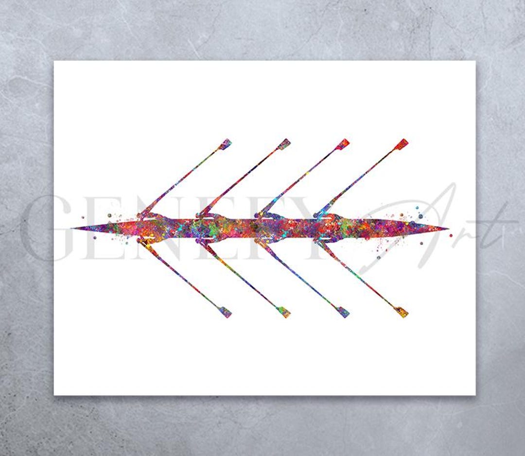 Quad Rowing Boat Watercolour Art Print - Rowing Boat Poster - Water ...