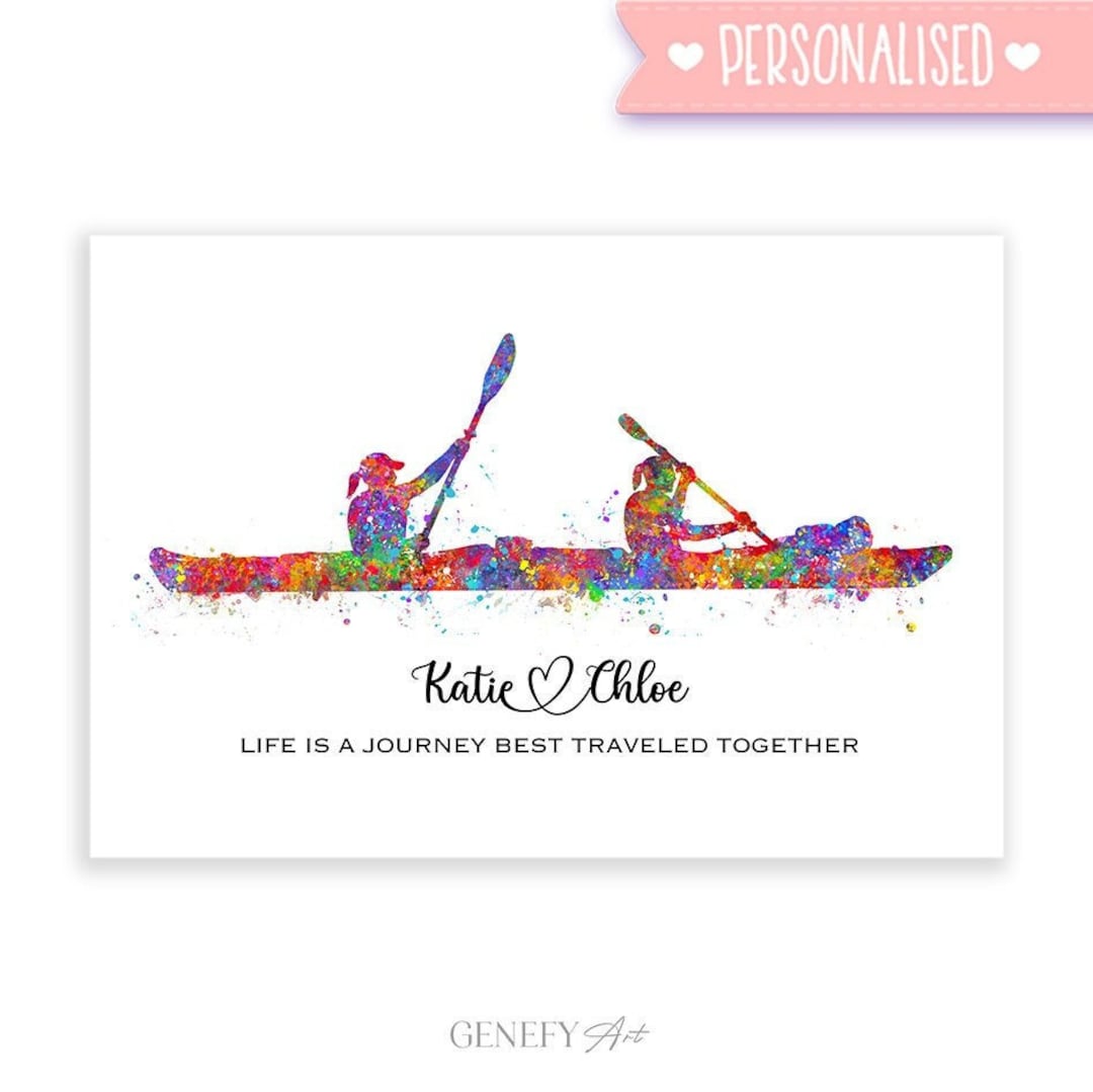 Personalised Kayak Friends Art Print - Kayaking Poster - Best Friend ...